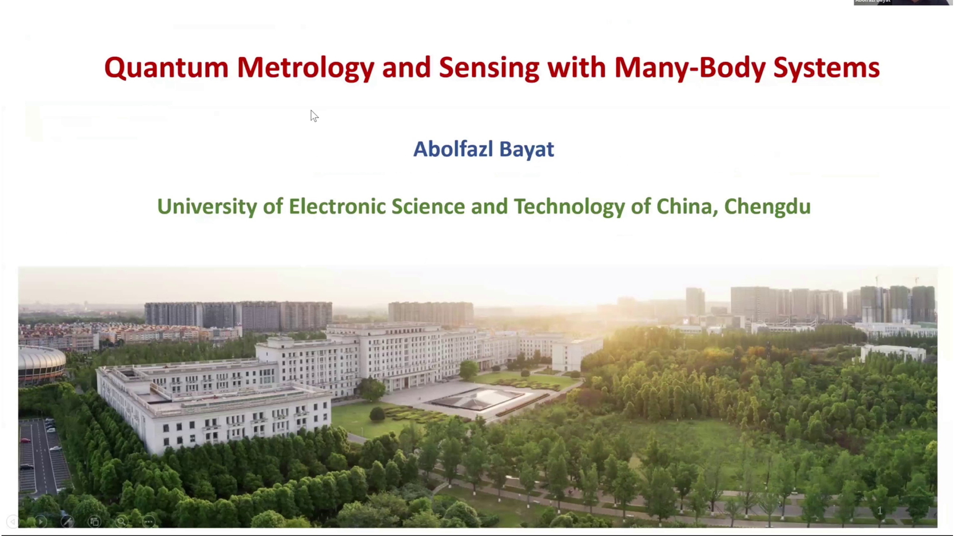 Slide 4/53 at 03:23: Quantum Metrology and Sensing with Many-Body Systems
