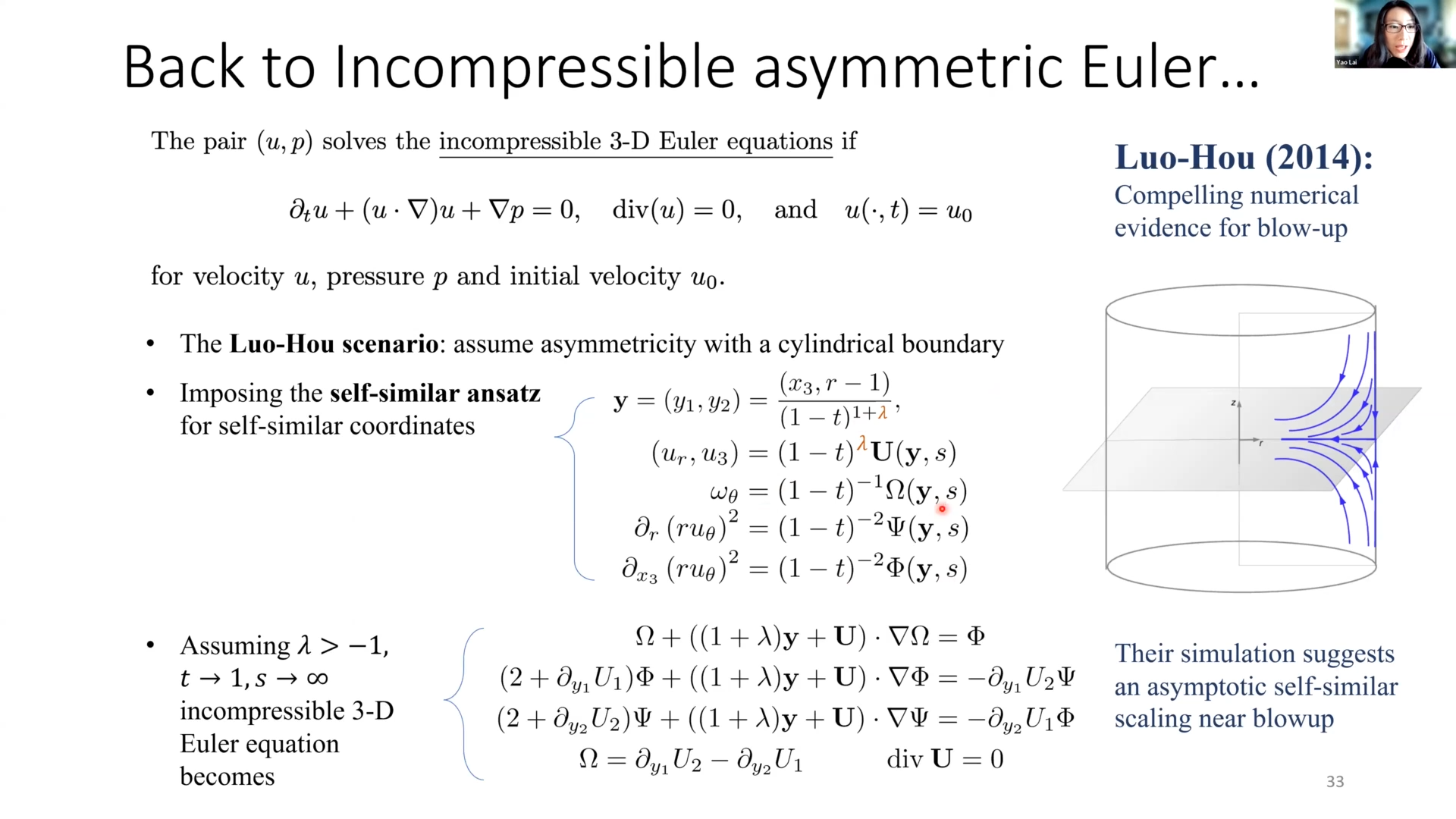 Slide 28/72 at 23:32: Back to Incompressible asymmetric Euler