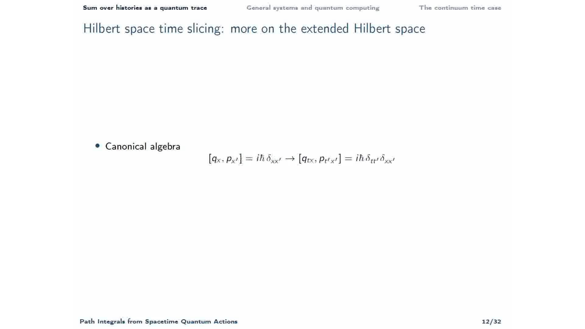 Slide 19/36 at 08:36: Hilbert space time slicing: more on the extended ...