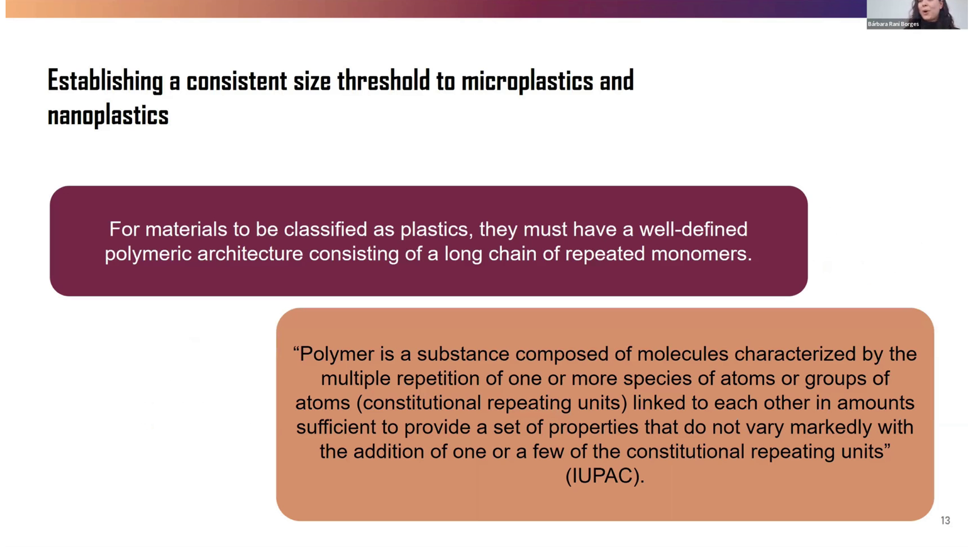 Slide 13/18 at 11:38: Establishing a consistent size threshold to ...