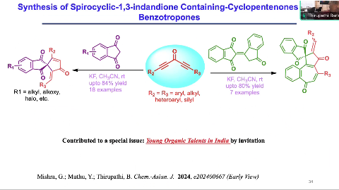 Slide 56/89 at 25:45: Synthesis of Spirocyclic-1,3-indandione ...