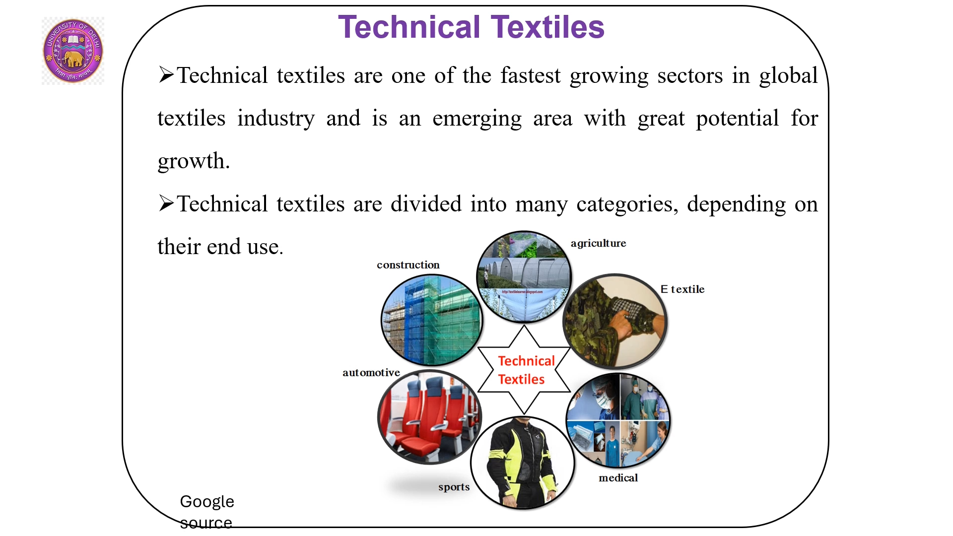 Slide 24/39 at 18:39: Technical Textiles