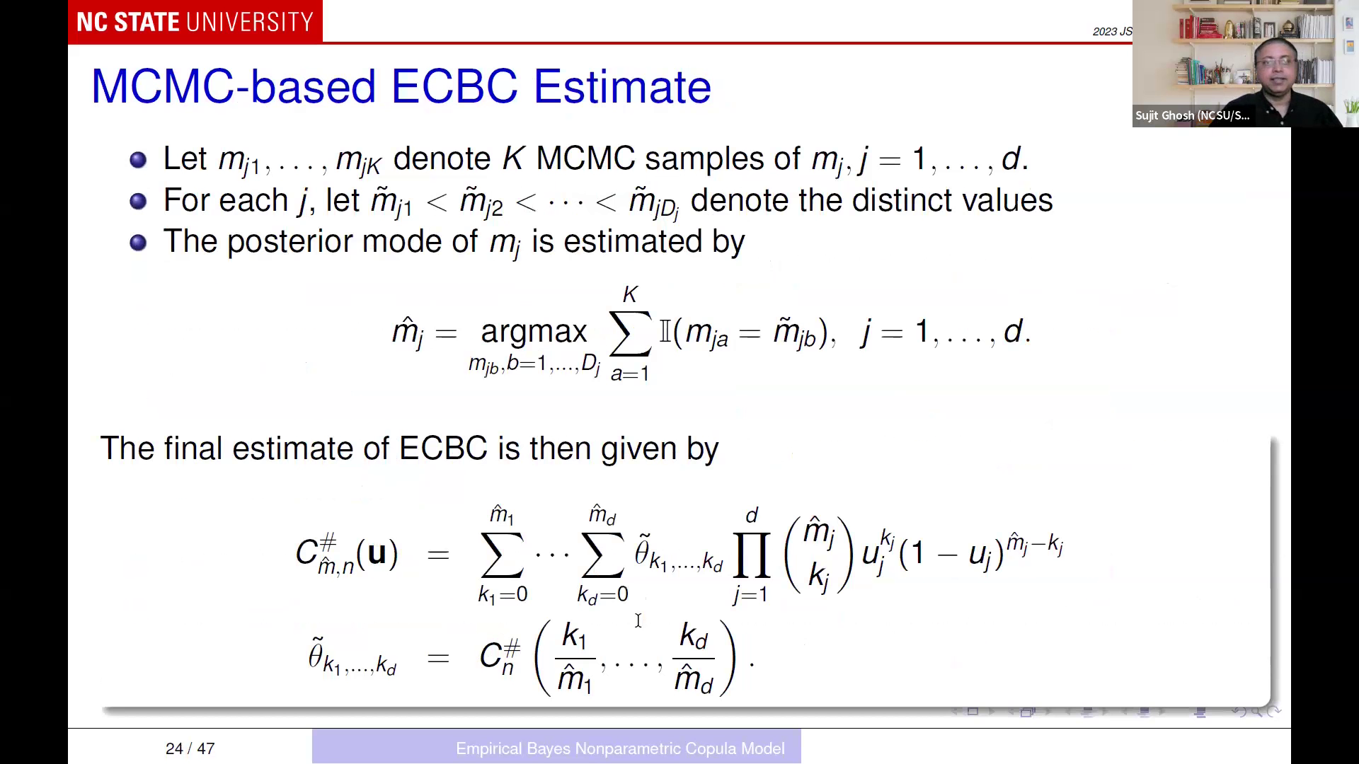 Slide 24/44 at 34:15: MCMC-based ECBC Estimate