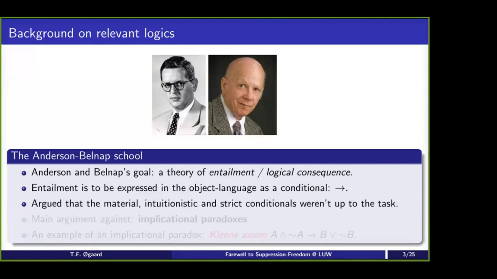 Slide 8/34 at 13:15: Background on relevant logics