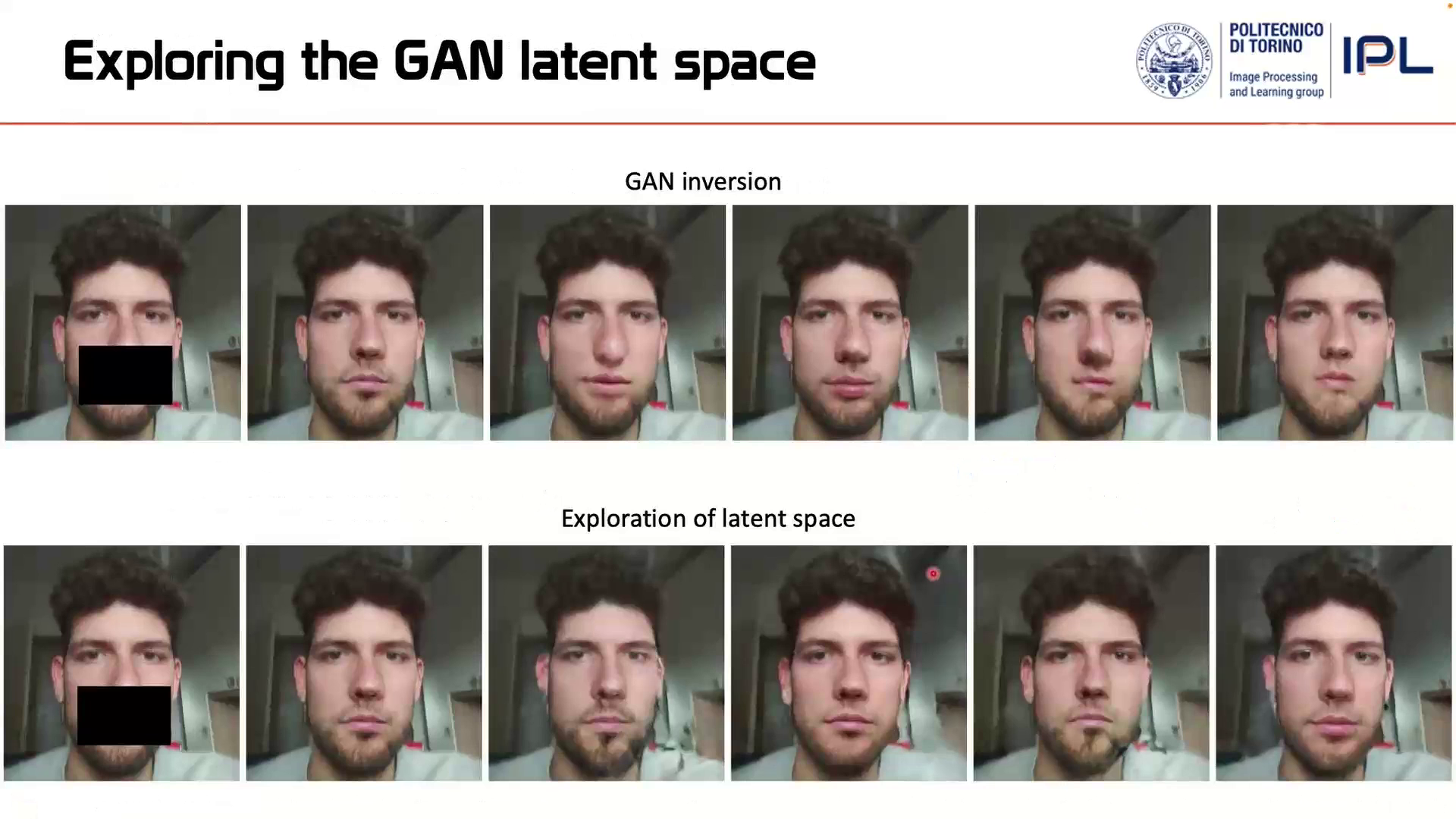 Slide 25/41 at 34:32: Exploring the GAN latent space