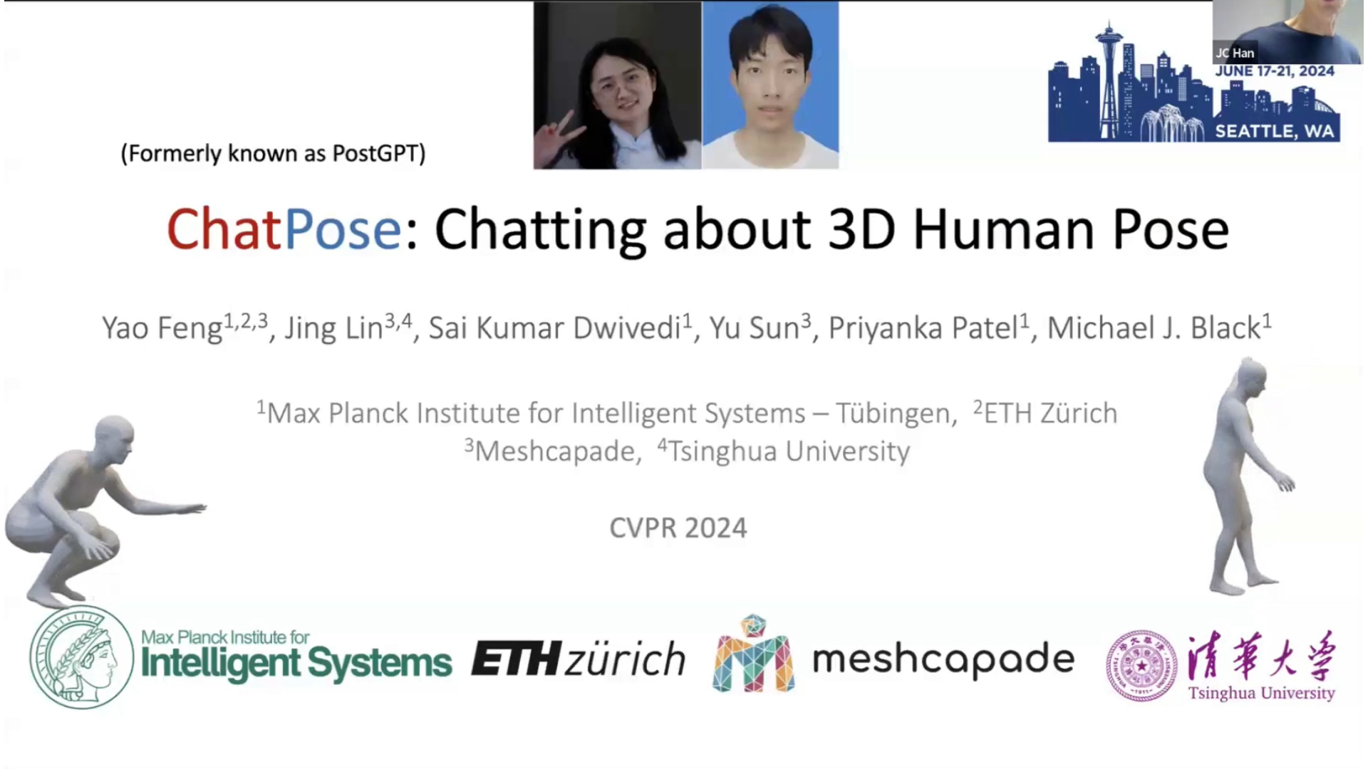 Slide 88/104 at 44:03: ChatPose: Chatting about 3D Human Pose