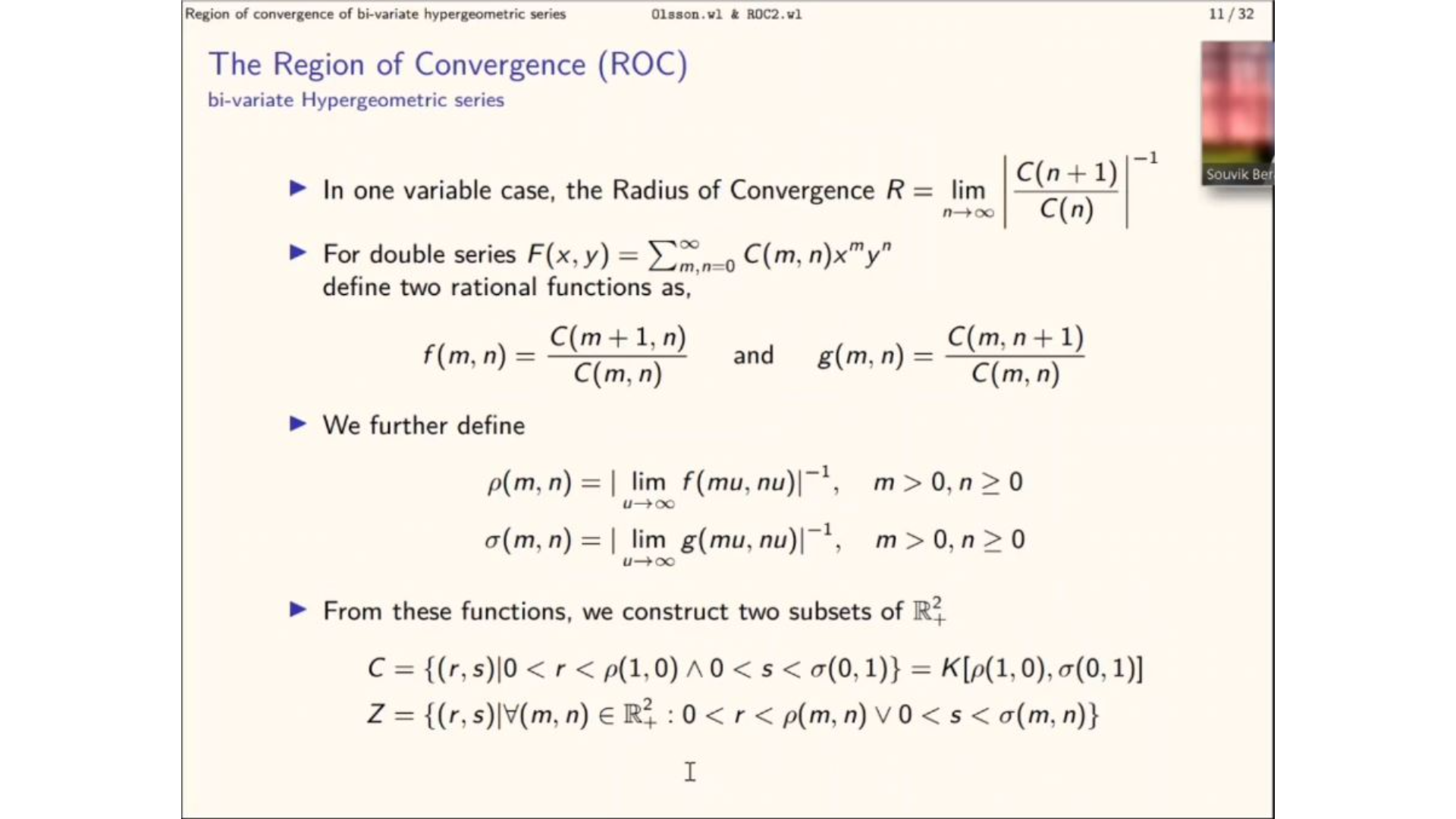 Slide 11/31 at 11:42: The Region of Convergence (ROC)