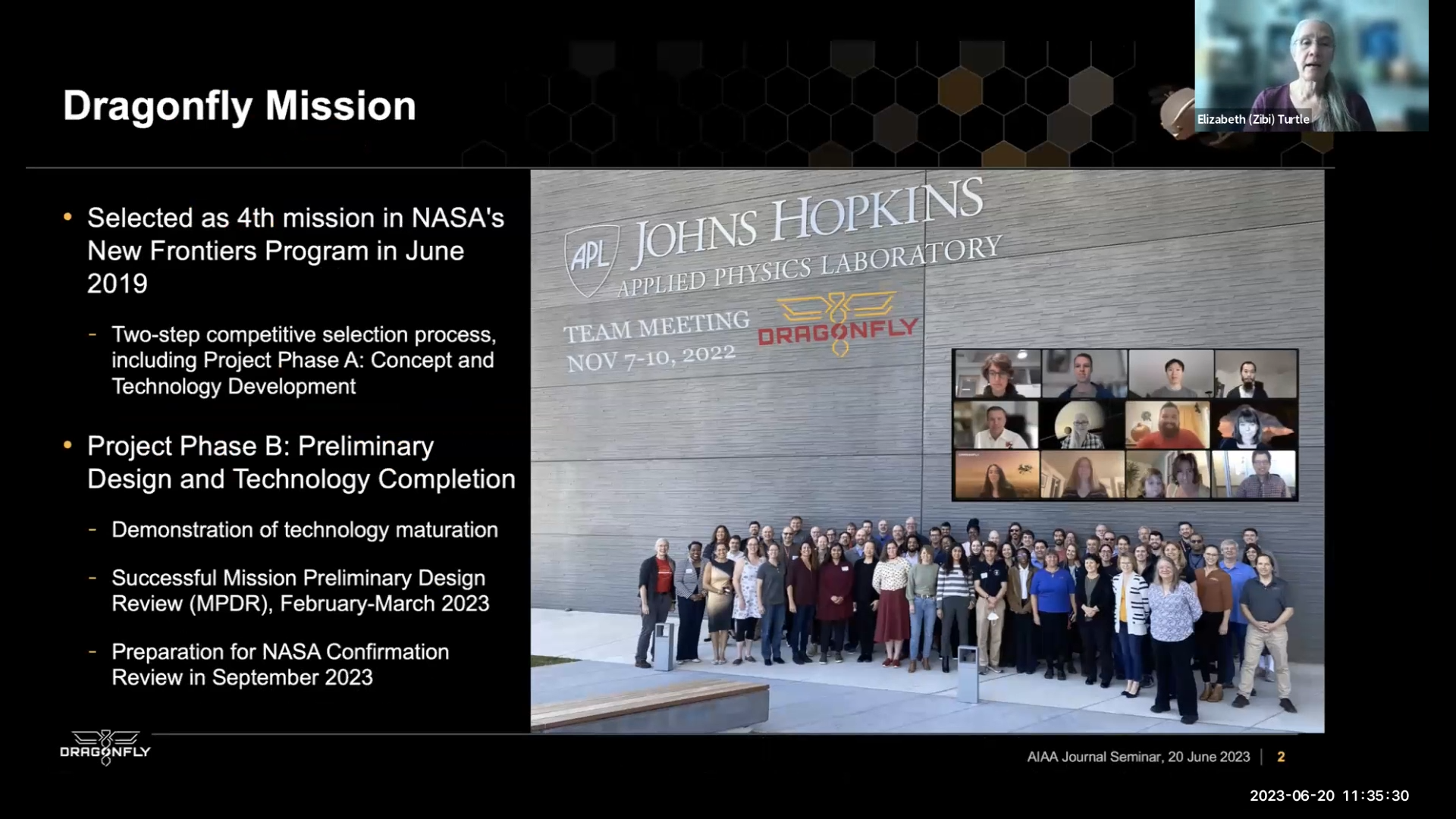 Slide 2/56 at 05:35: Dragonfly Mission