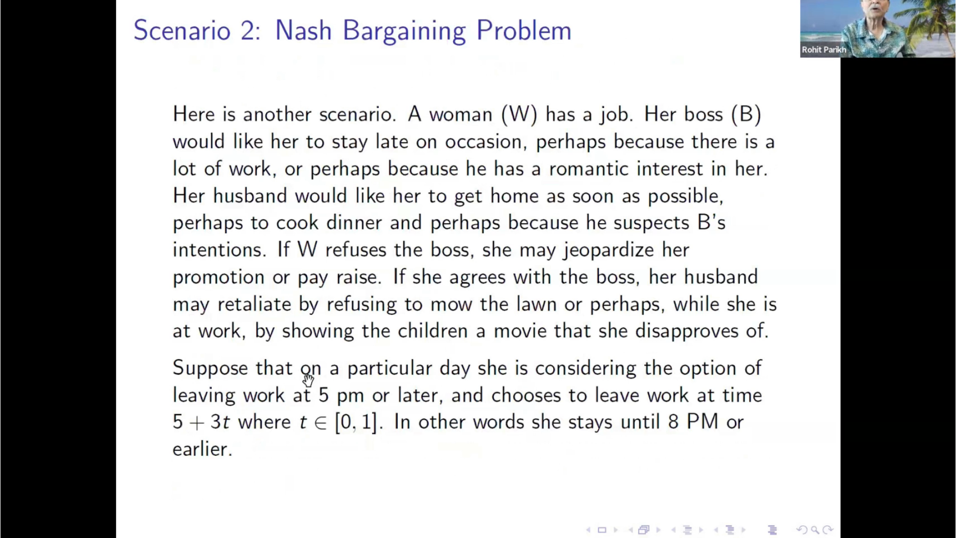 Slide 71/81 at 54:05: Scenario 2: Nash Bargaining Problem