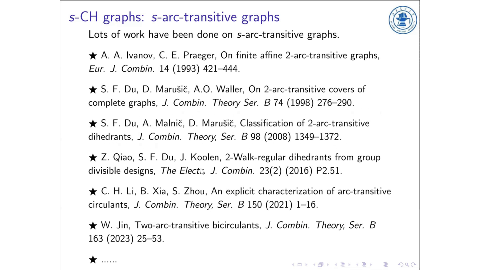 Slide 35/53 at 29:19: s-CH graphs: s-arc-transitive graphs