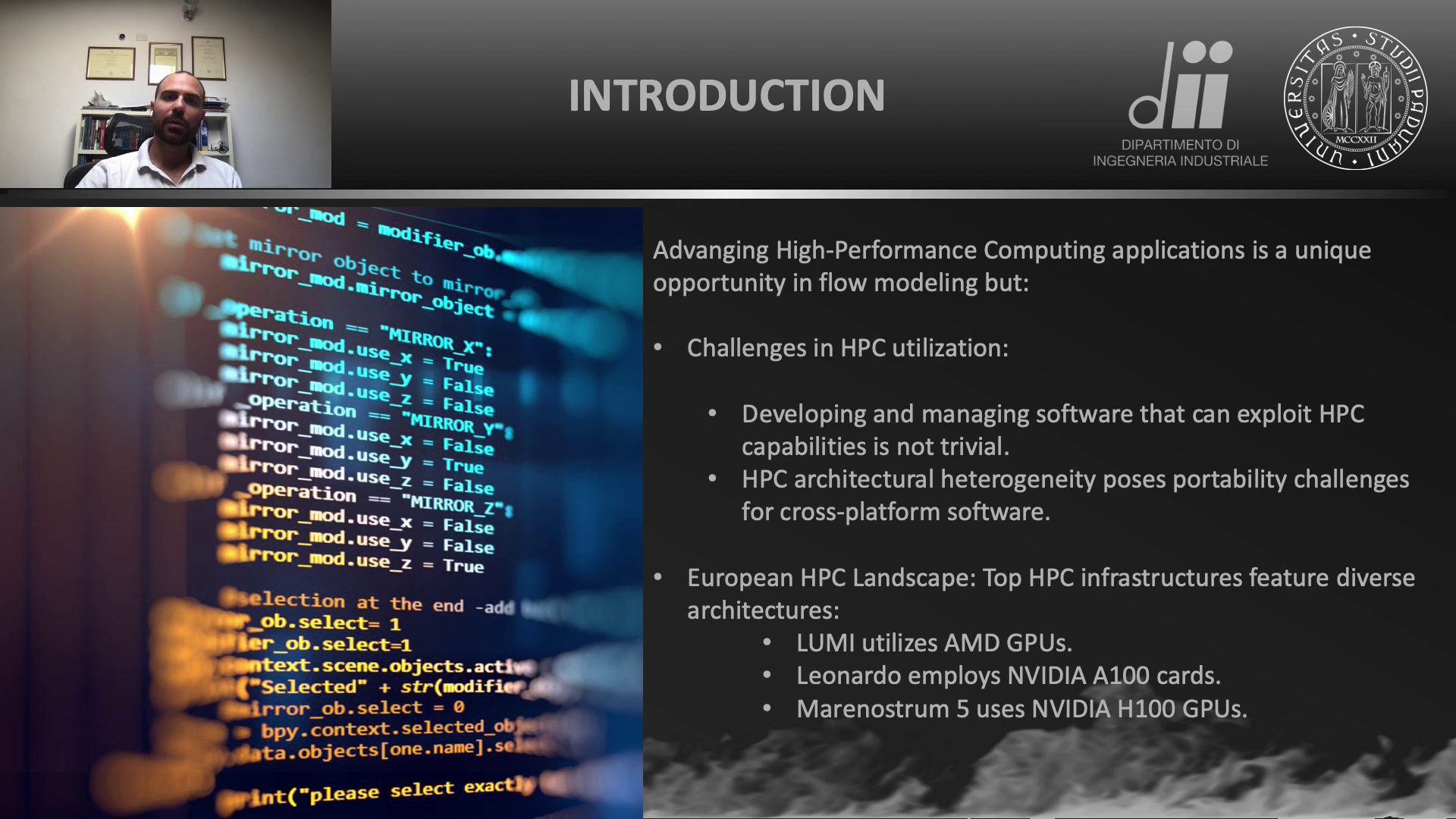 Slide 5/21 at 04:48: Advanging High-Performance Computing applications is a unique