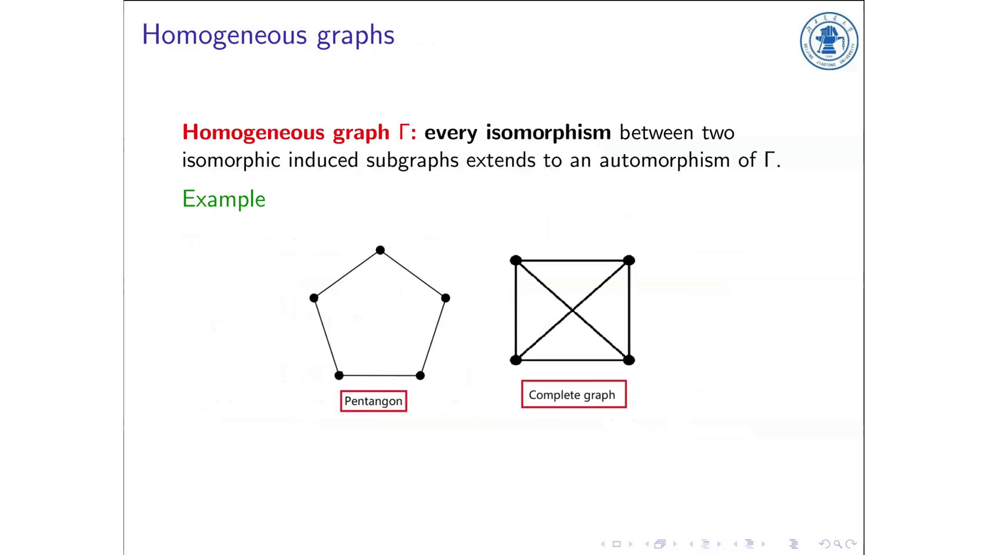 Slide 18/53 at 09:33: Homogeneous graphs