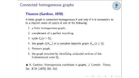 Slide 29/93 at 14:28: Connected homogeneous graphs