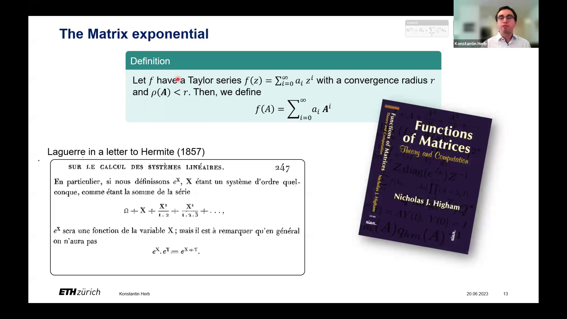 Slide 13/50 at 13:45: Let f have a Taylor series with a convergence radius r