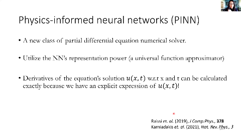 Slide 21/72 at 17:19: Raissi et. al. (2019), J Comp.Phys., 378 Karniadakis et. al. (2021), Nat ...