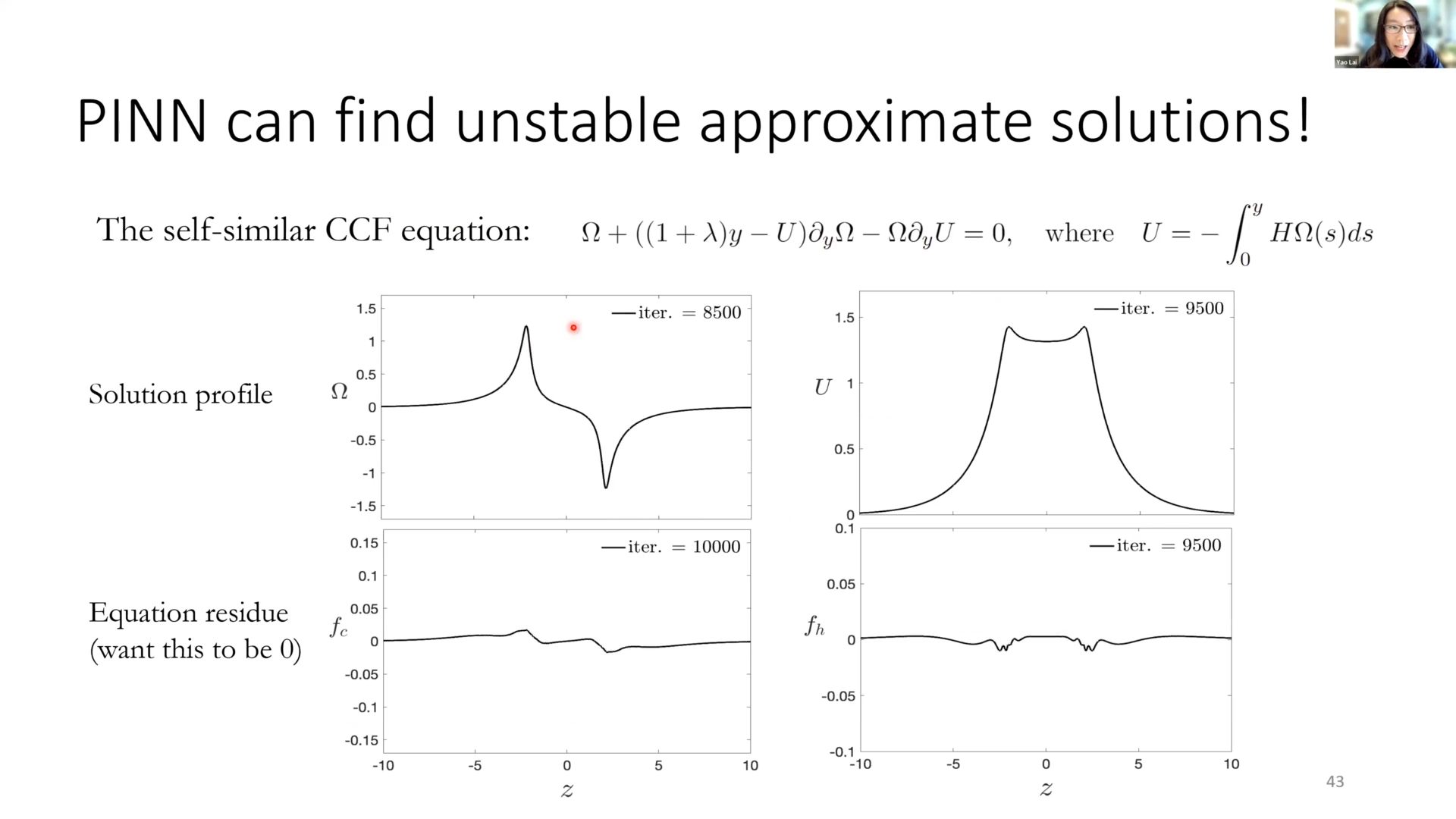 Slide 38/72 at 30:12: PINN can find unstable approximate solutions!
