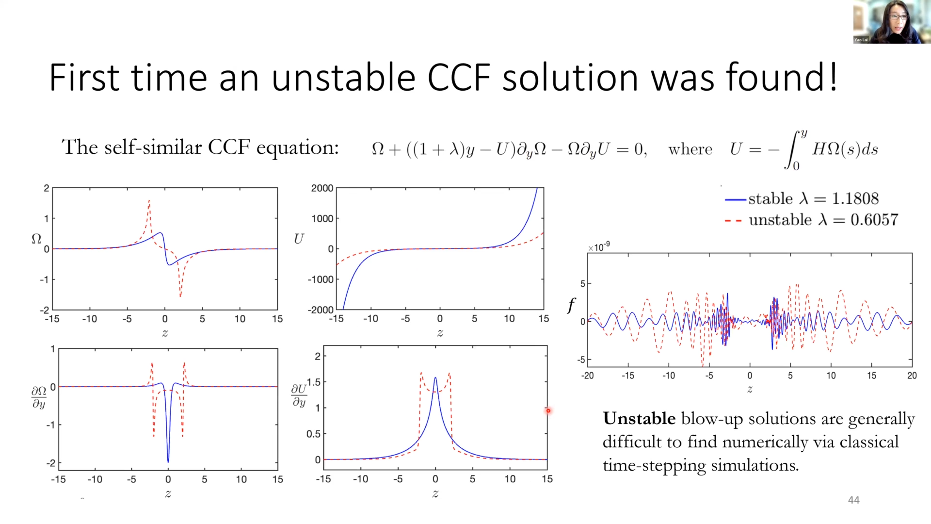Slide 39/72 at 30:38: where U = - S" HS2(8)ds