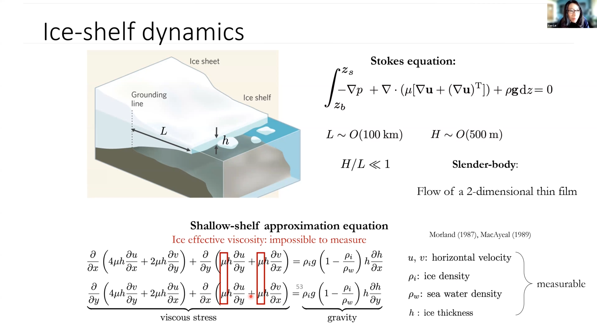 Slide 46/72 at 35:15: Ice-shelf dynamics