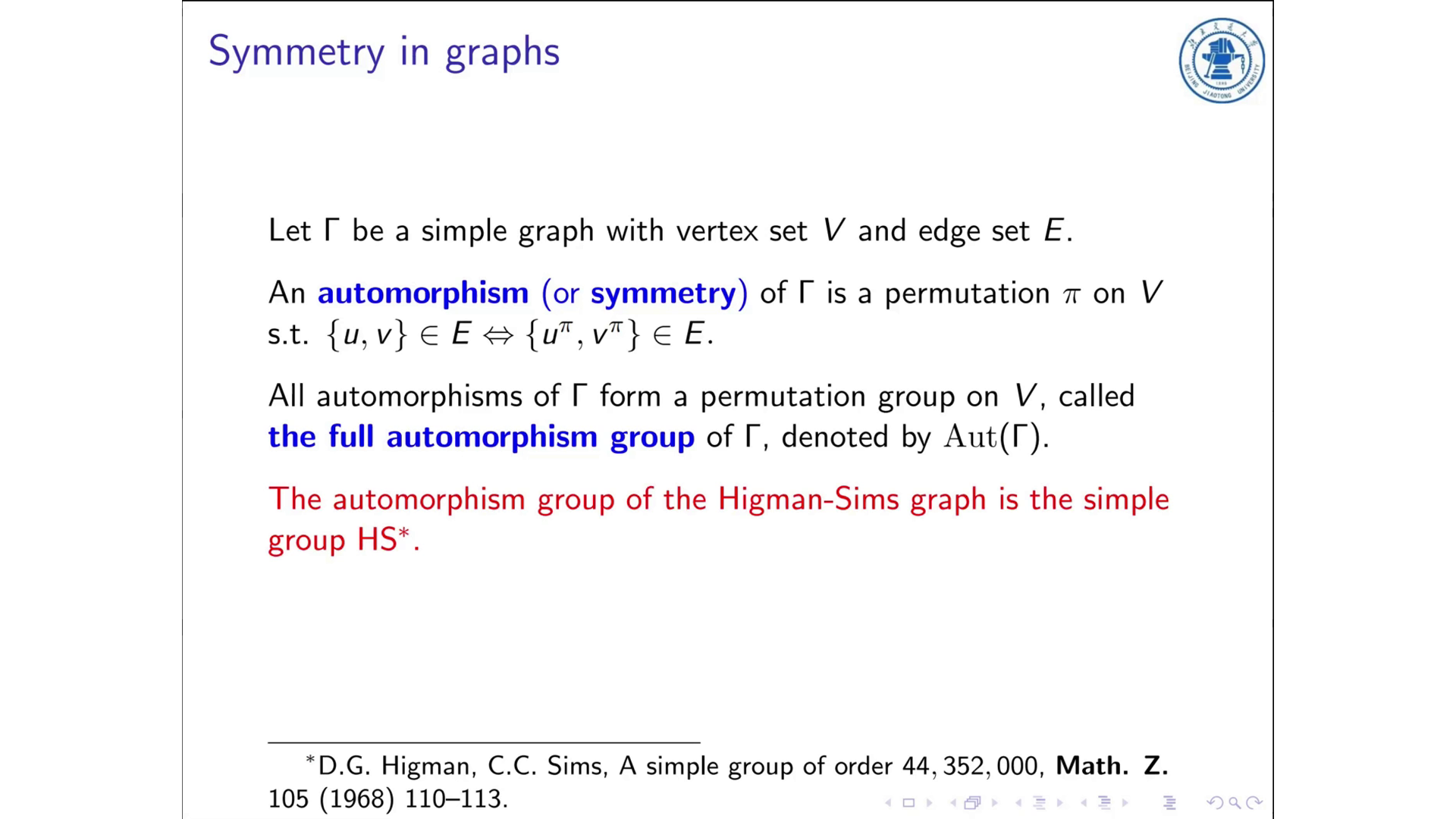 Slide 12/53 at 06:14: Symmetry in graphs